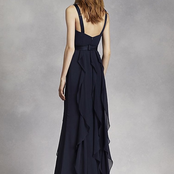 Vera Wang Dresses Vneck Wrapped Bodice Dress With Satin Belt Poshmark